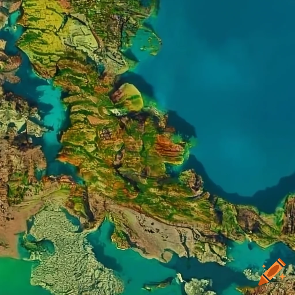 Gps map navigational waypoints trekking routes, aerial view