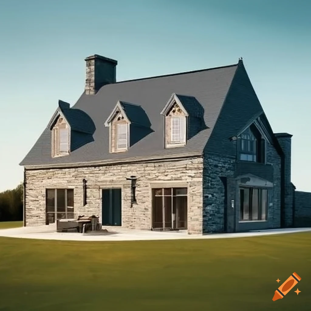 Modern u shaped manor slate roof