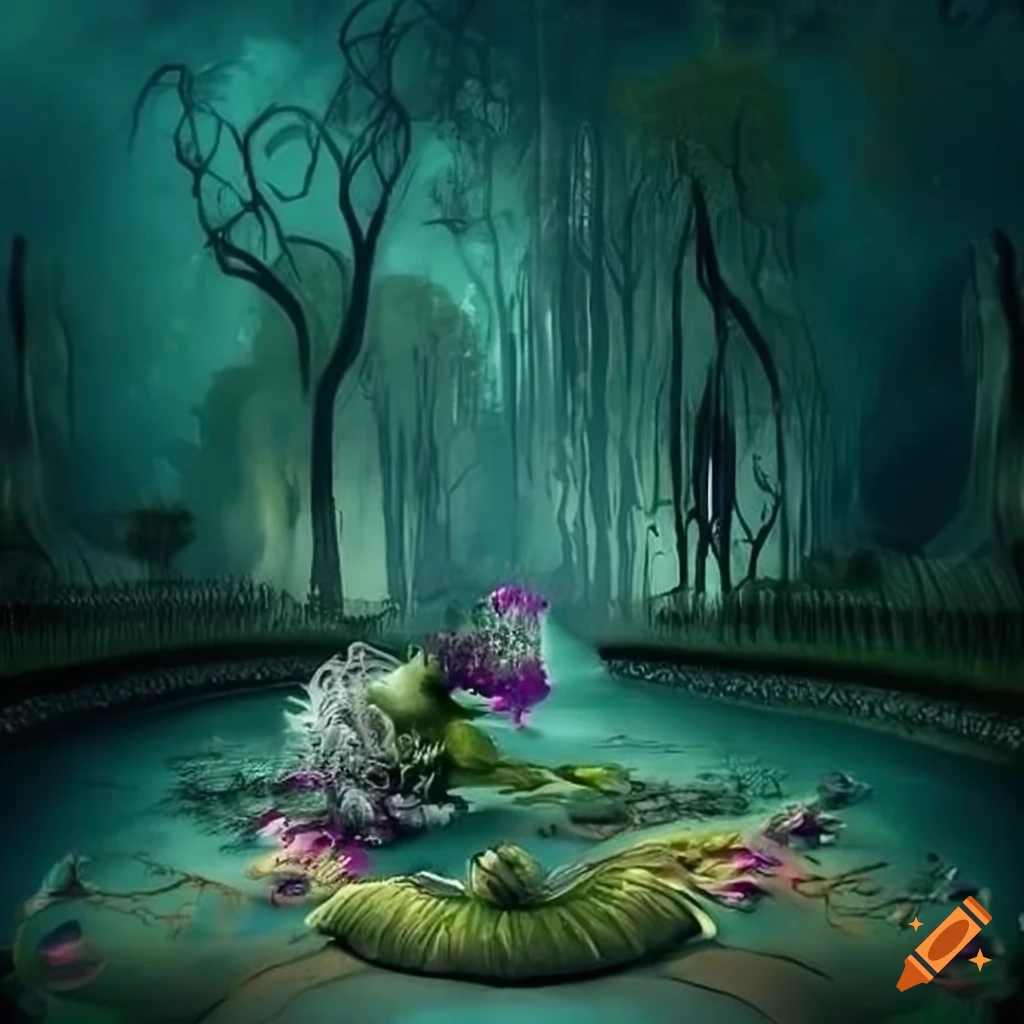 Marais brume castel surréaliste nénufars exotic and surreal floral ...