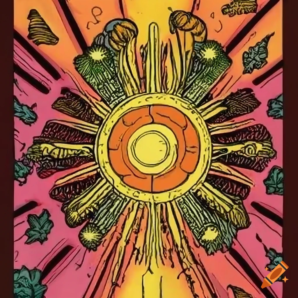 Traditional illustration of the sun tarot card, 4k ultra sharp high ...