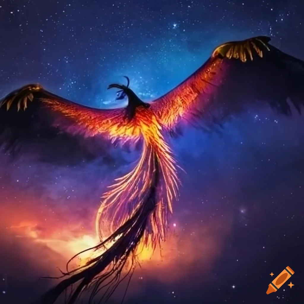 The phoenix in the night sky