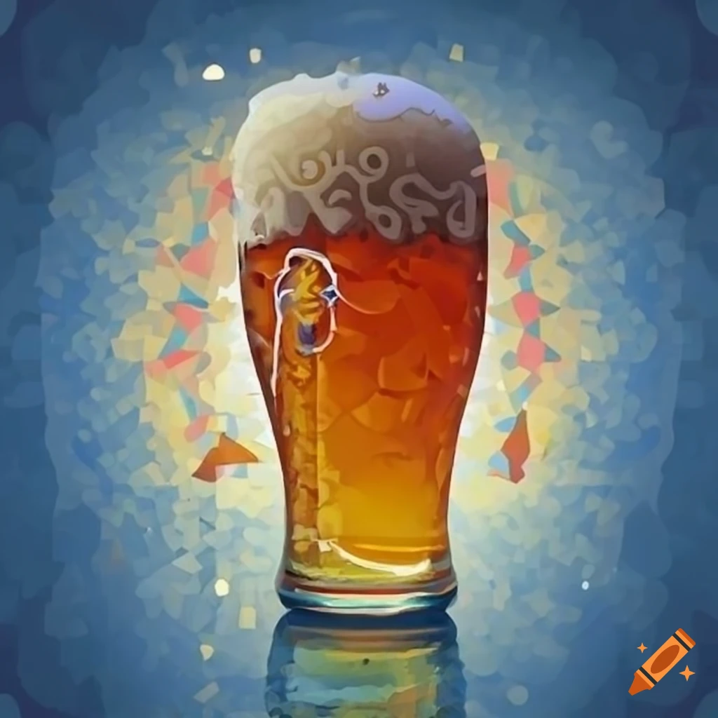 Angels brewing beer in a mosaic style