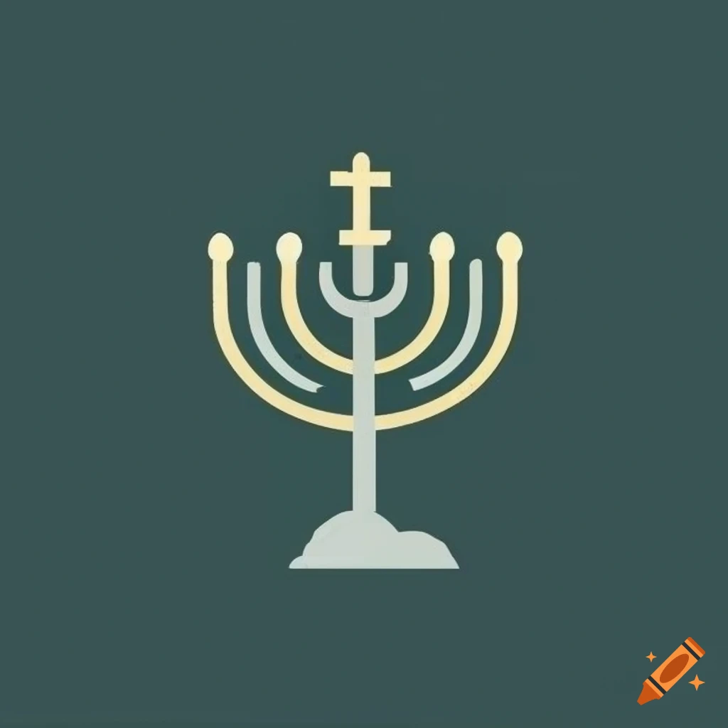 Simple logo design for a church with cross and a menorah on Craiyon