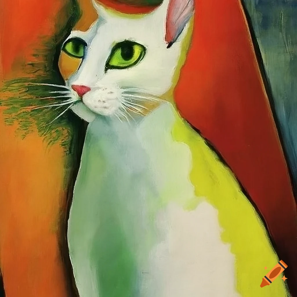 White cat, abstract painting by august macke
