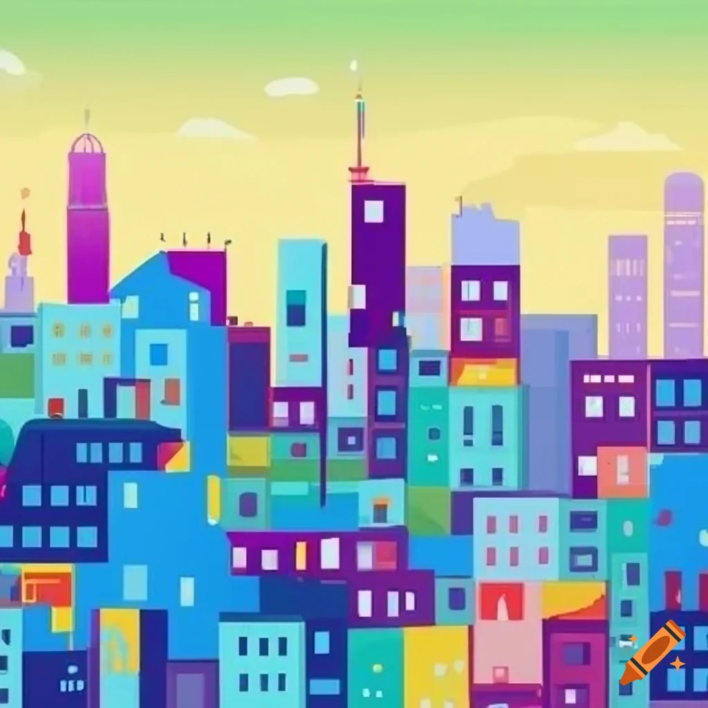 Colorful city map vector flat on Craiyon