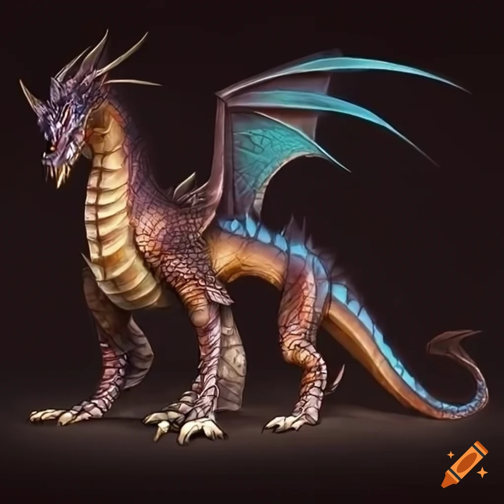 Dragon full length body, concept designs from side view on Craiyon
