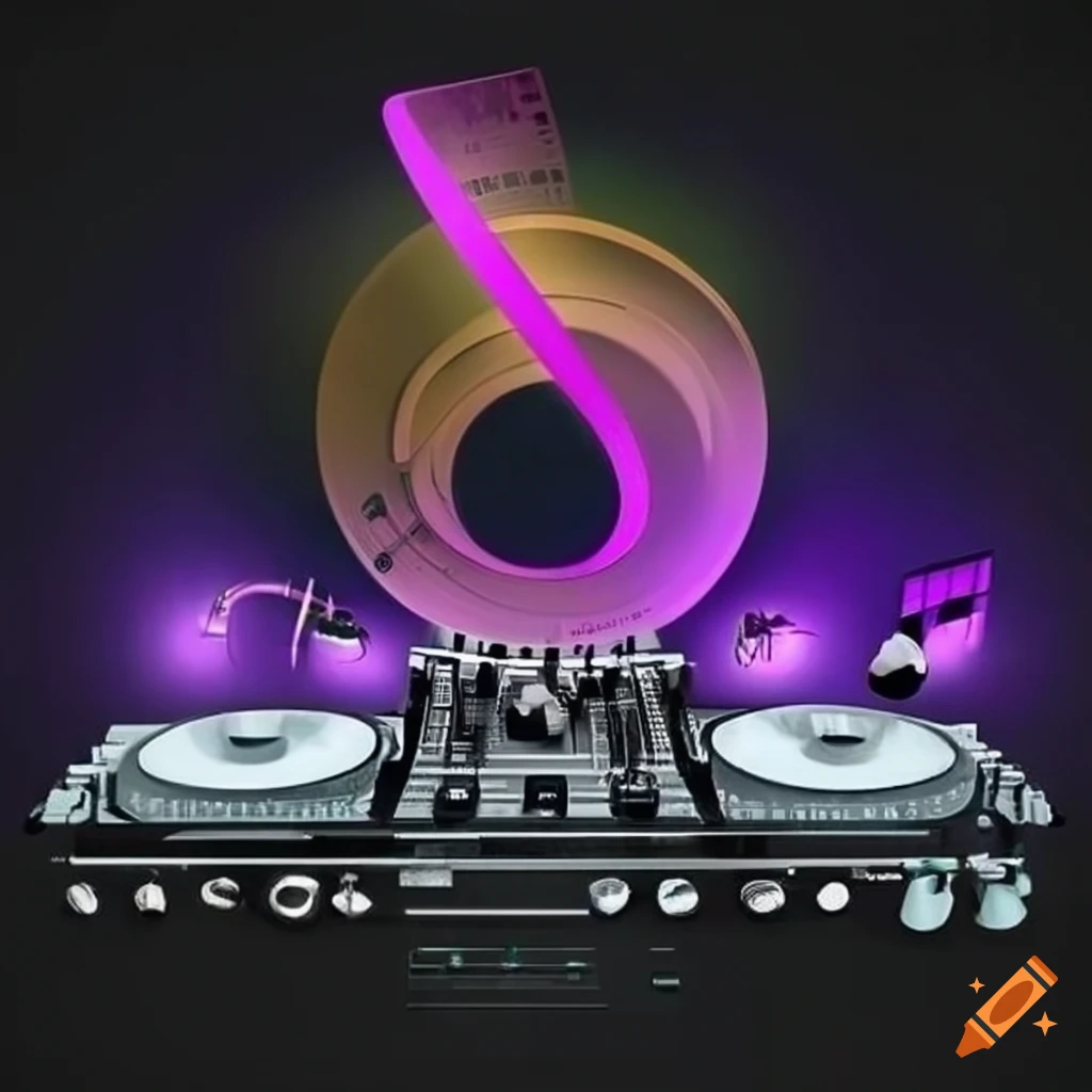 DJ equipment and music notes on Craiyon