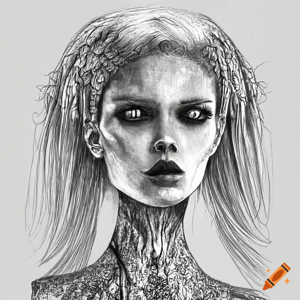 Otherworldly angel with multiple eyes, inspired by H.R. Giger's style ...