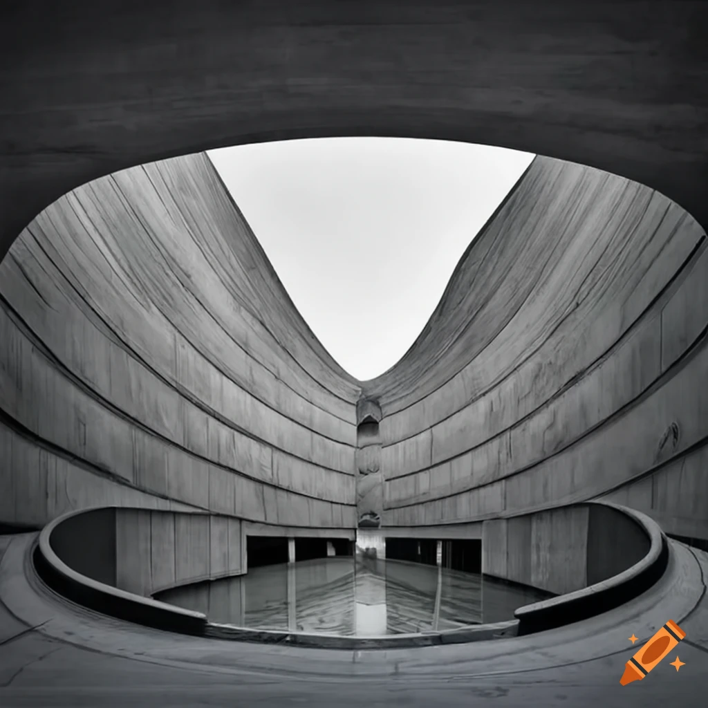 Gigantic curved windowless reinforced concrete building in tadao ando ...