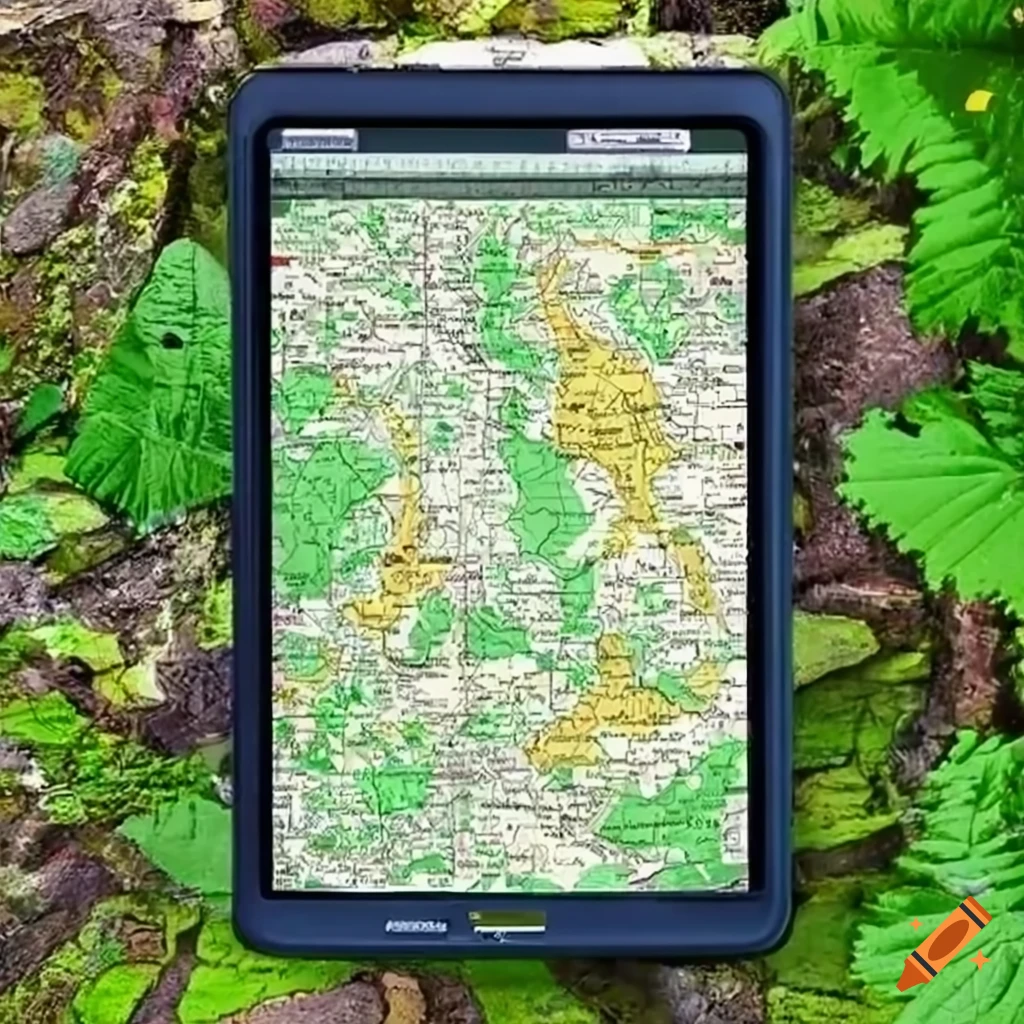 Gps map navigational waypoints trekking routes, bird view