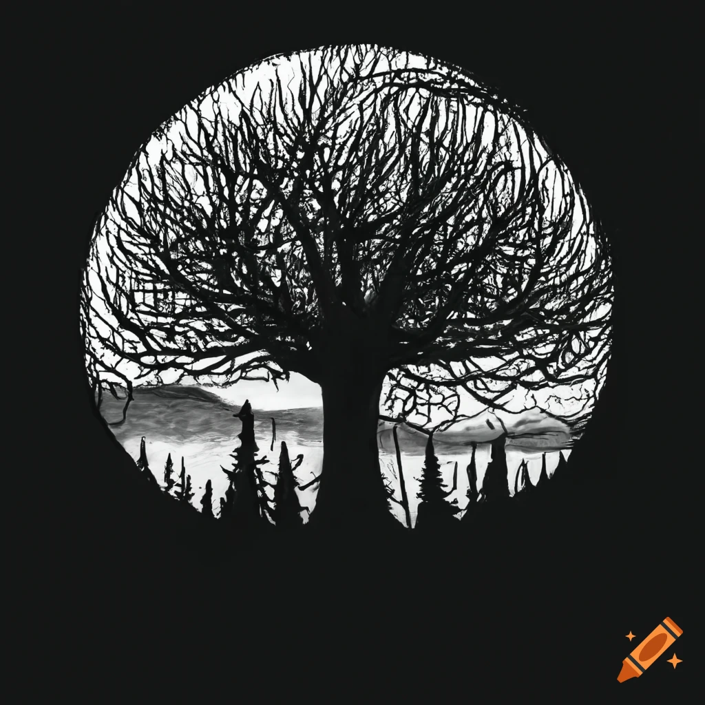 Oine trees high contrast on Craiyon