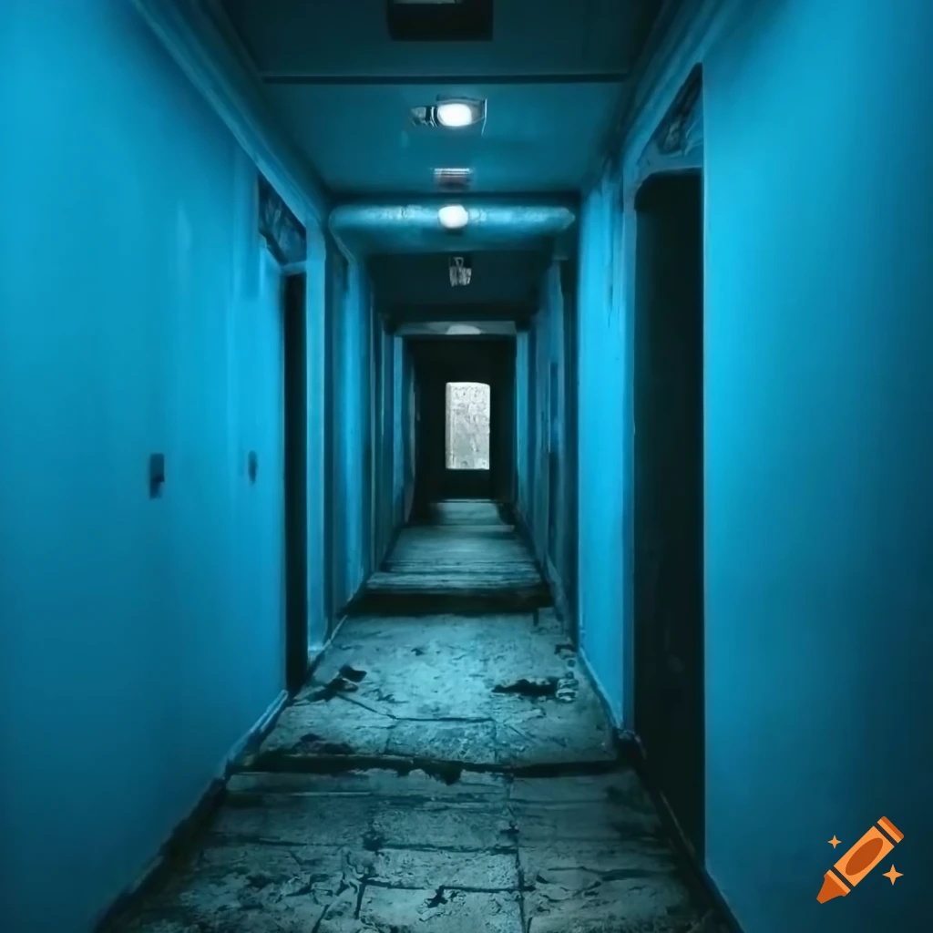 Blue hallway, creepy