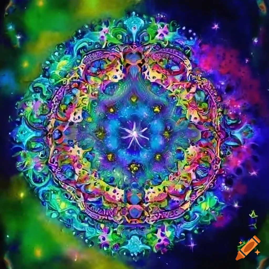 A beautiful cosmic mandala with intricate star patterns on Craiyon