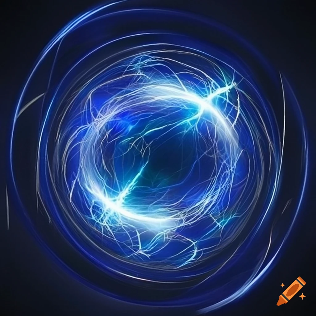 Blue lightning striking in a circle
