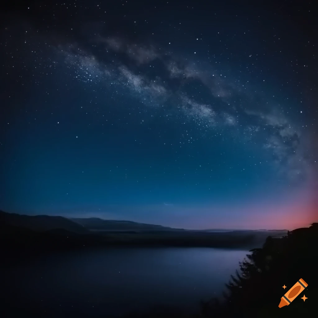 Starry night with a big moon