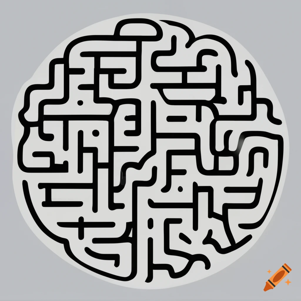 Brain maze with dramatic shading, vector