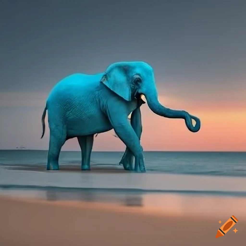 Blue elephant on the beach