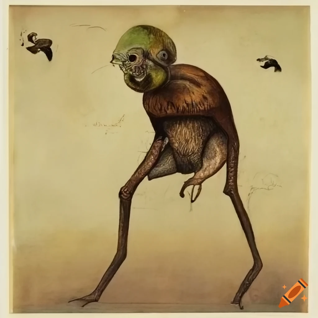 Surreal animal humanoid hybrid with fly head. in the style of ...