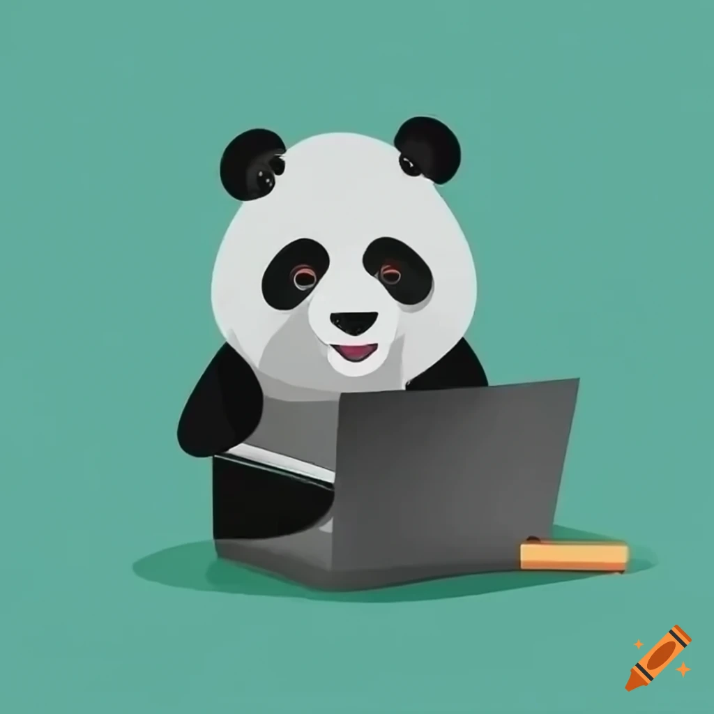 Programming panda sitting at a desk with a computer writing code on Craiyon