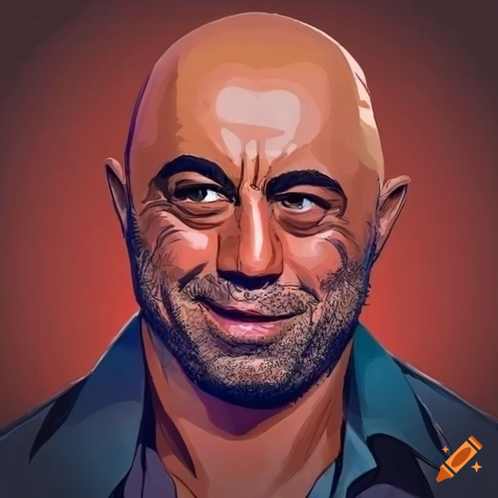 Joe Rogan, facing forward, cartoony style, smiling on Craiyon