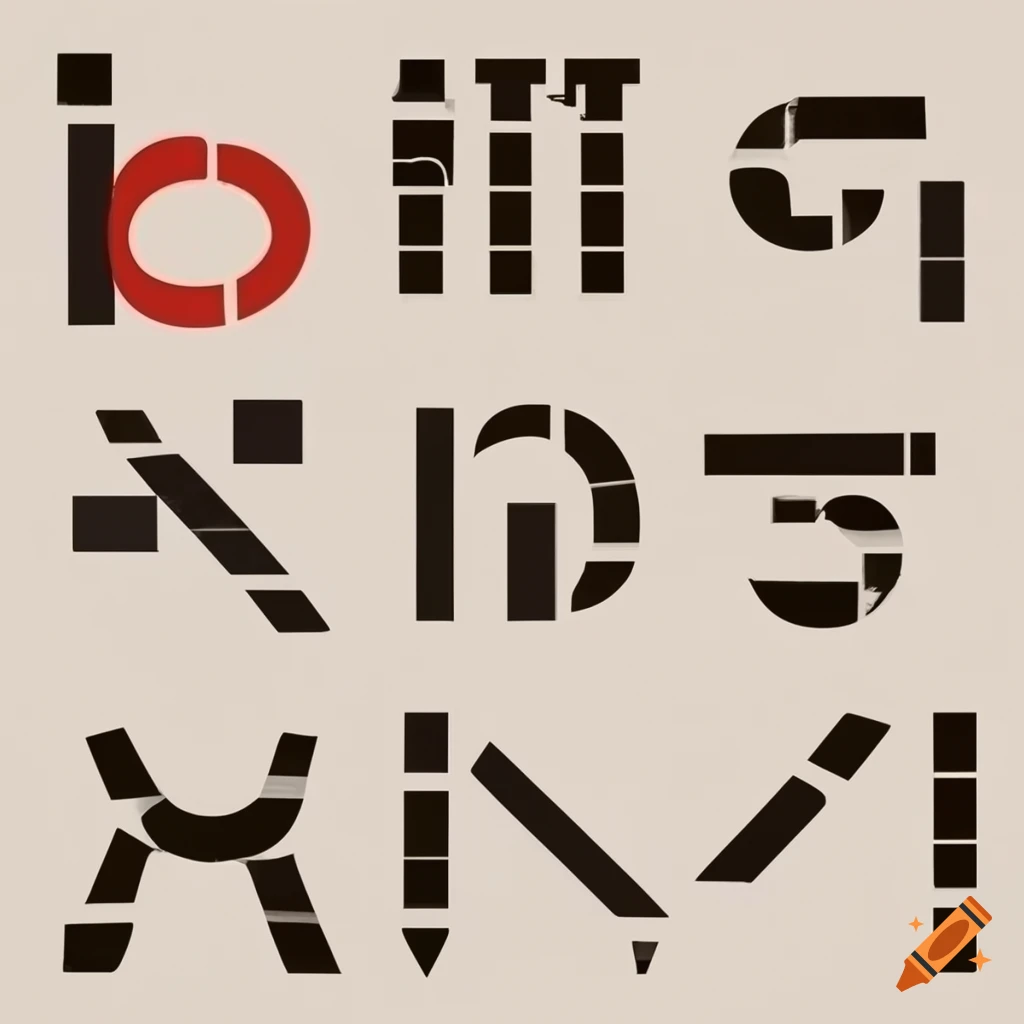 Modernist typeface many letters on Craiyon