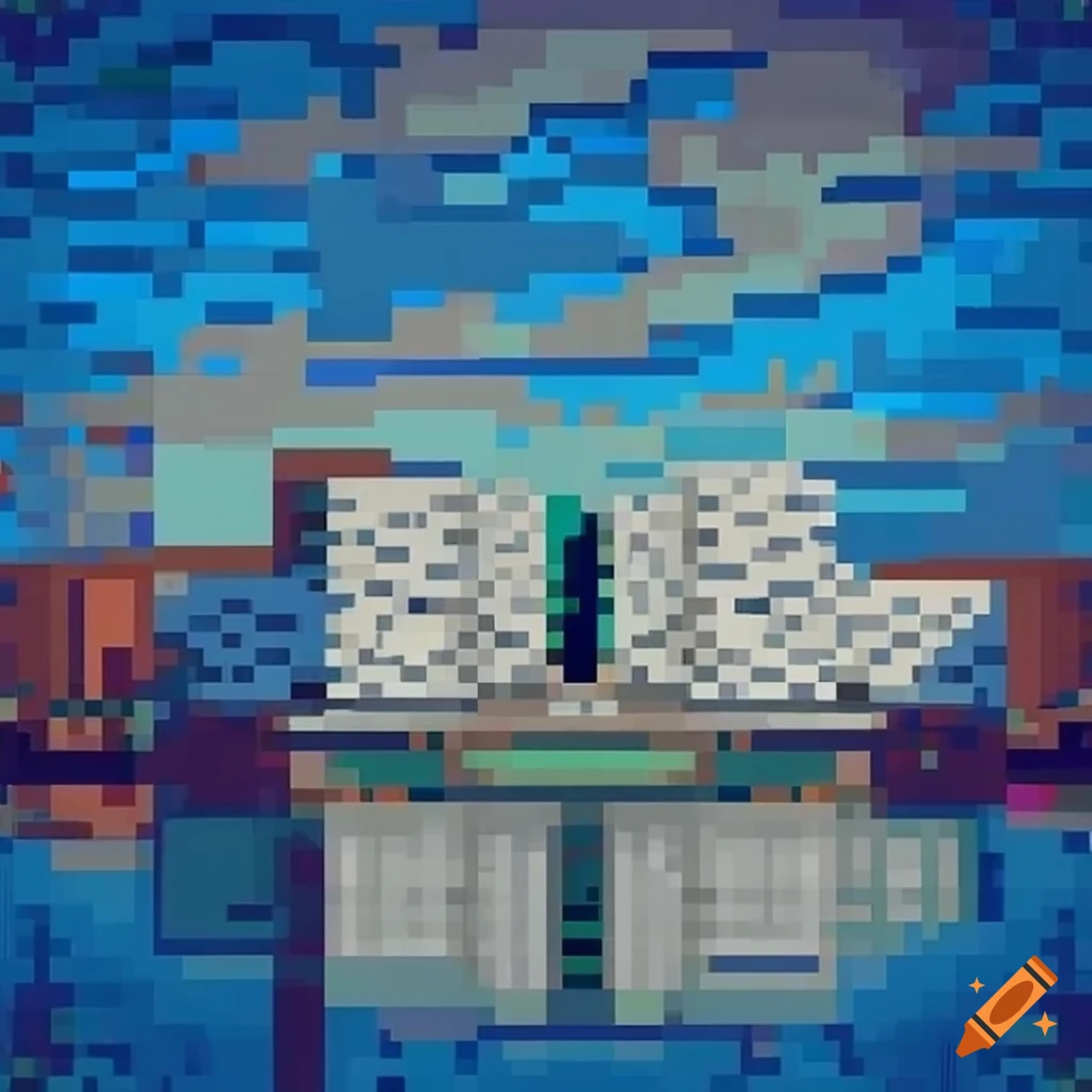 Titanic centre museum in belfast in a pixel art style