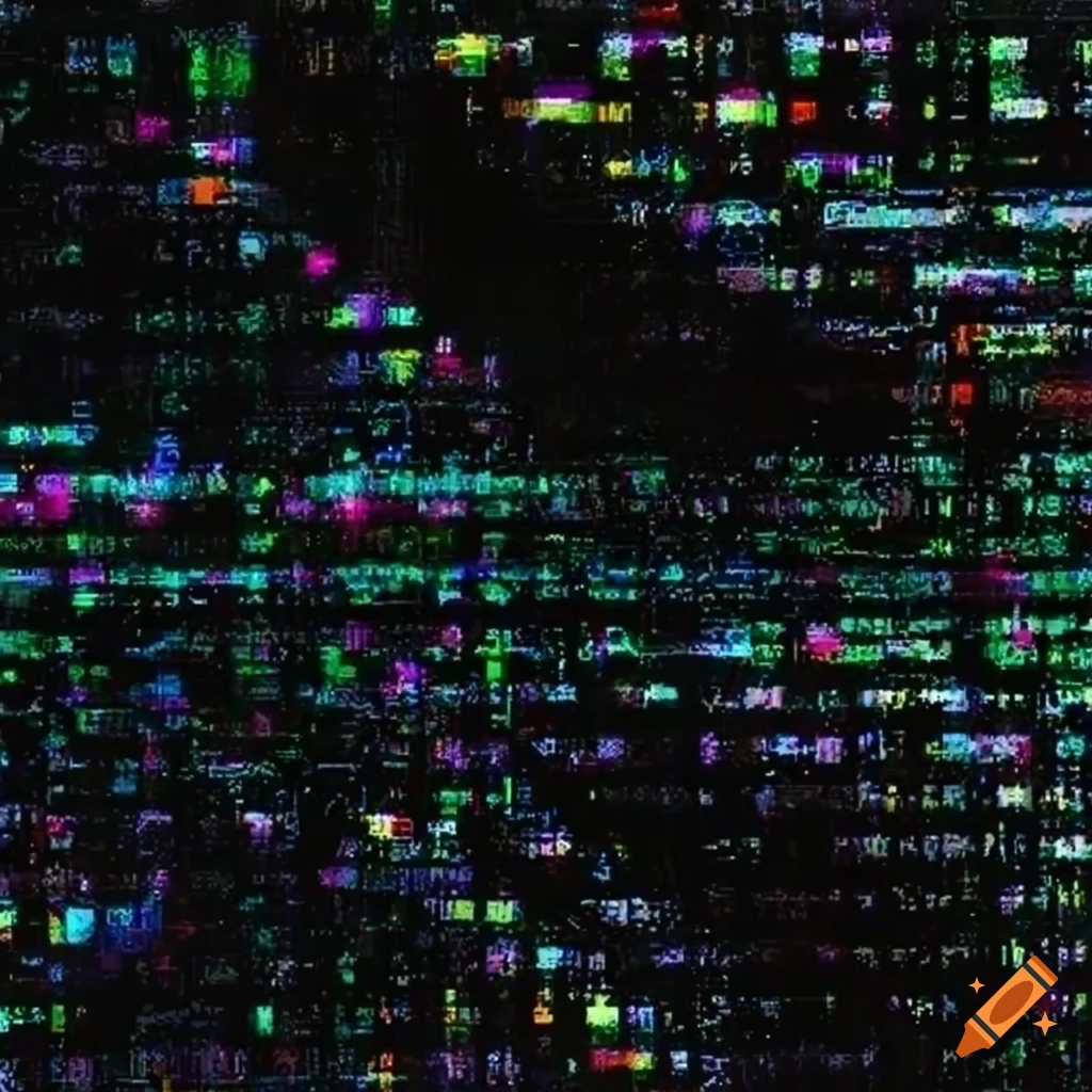 A unique abstract representation of a glitched out dot matrix printout of the zodaic on Craiyon