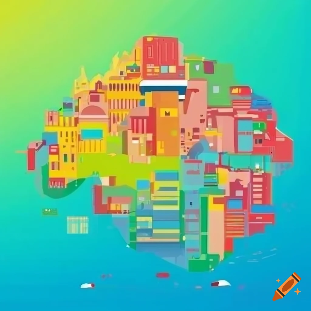 Colorful city map vector flat