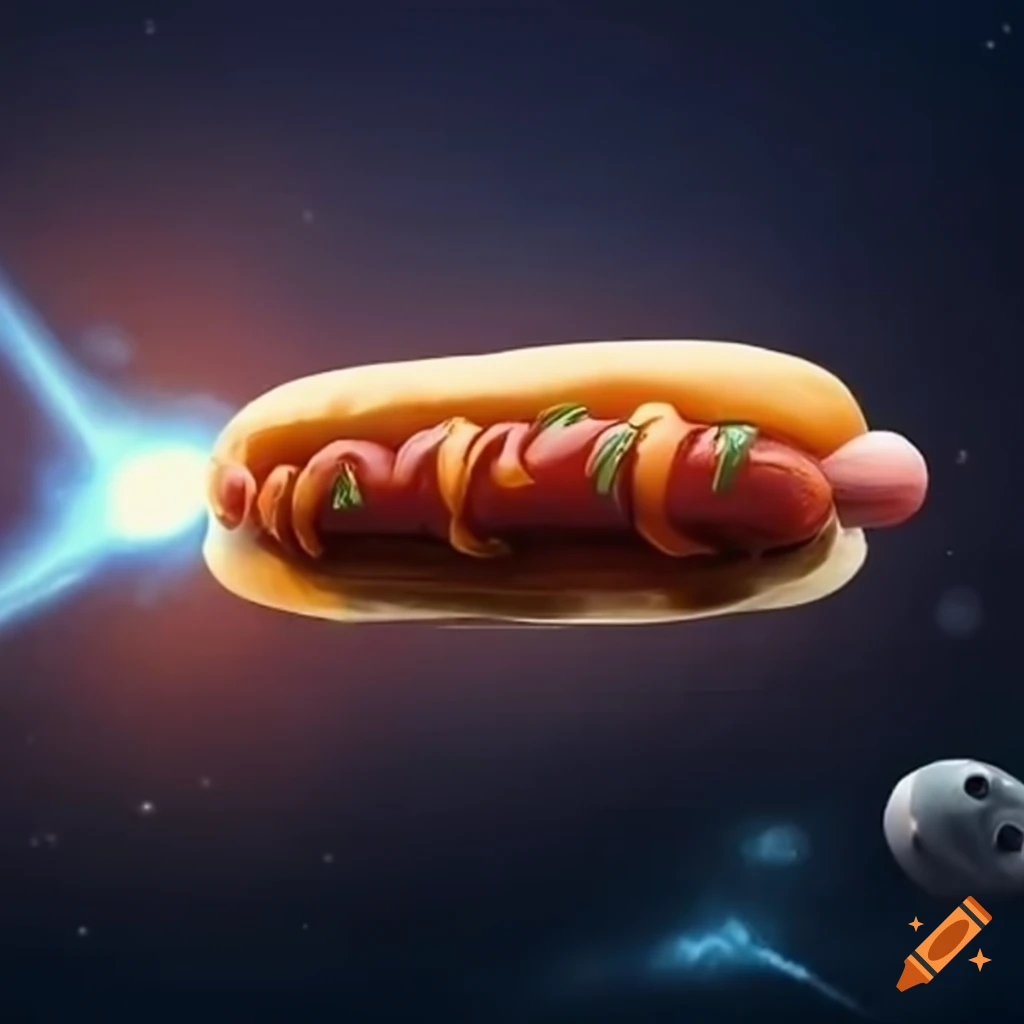 Hot dog is beamed up into a spaceship on Craiyon