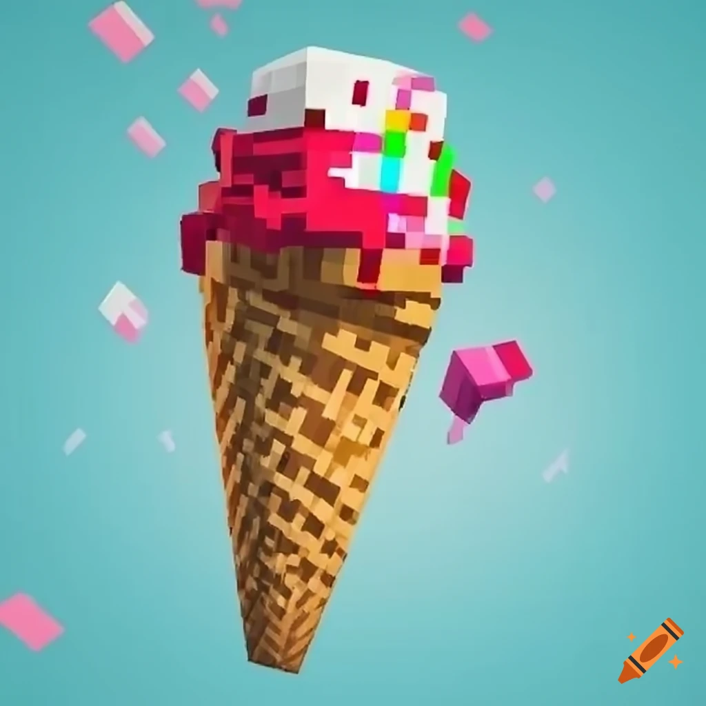 Playing Minecraft in ice cream land on Craiyon