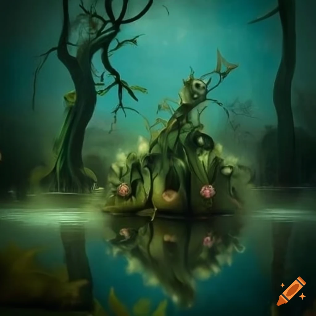 Marais surréaliste nénufars exotic and surreal floral garden habited by ...