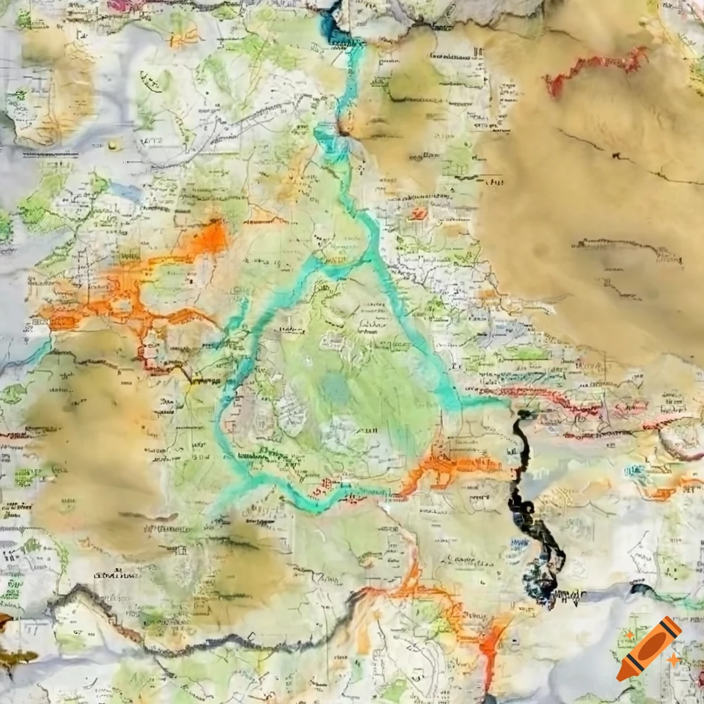 Gps map navigational waypoints trekking routes, aerial view