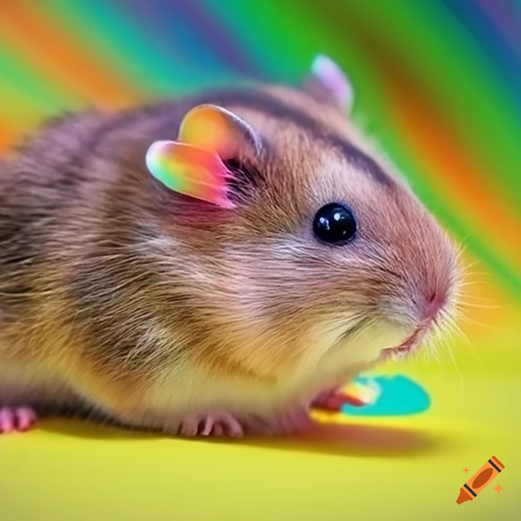 Hamster drooling rainbow