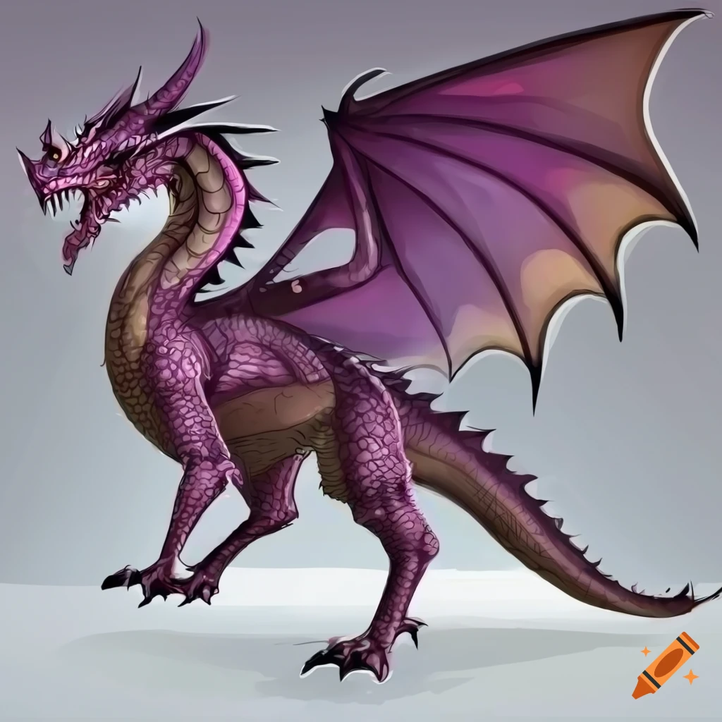 Concept designs of a dragon. Full dragon body. Dragon has four legs and ...