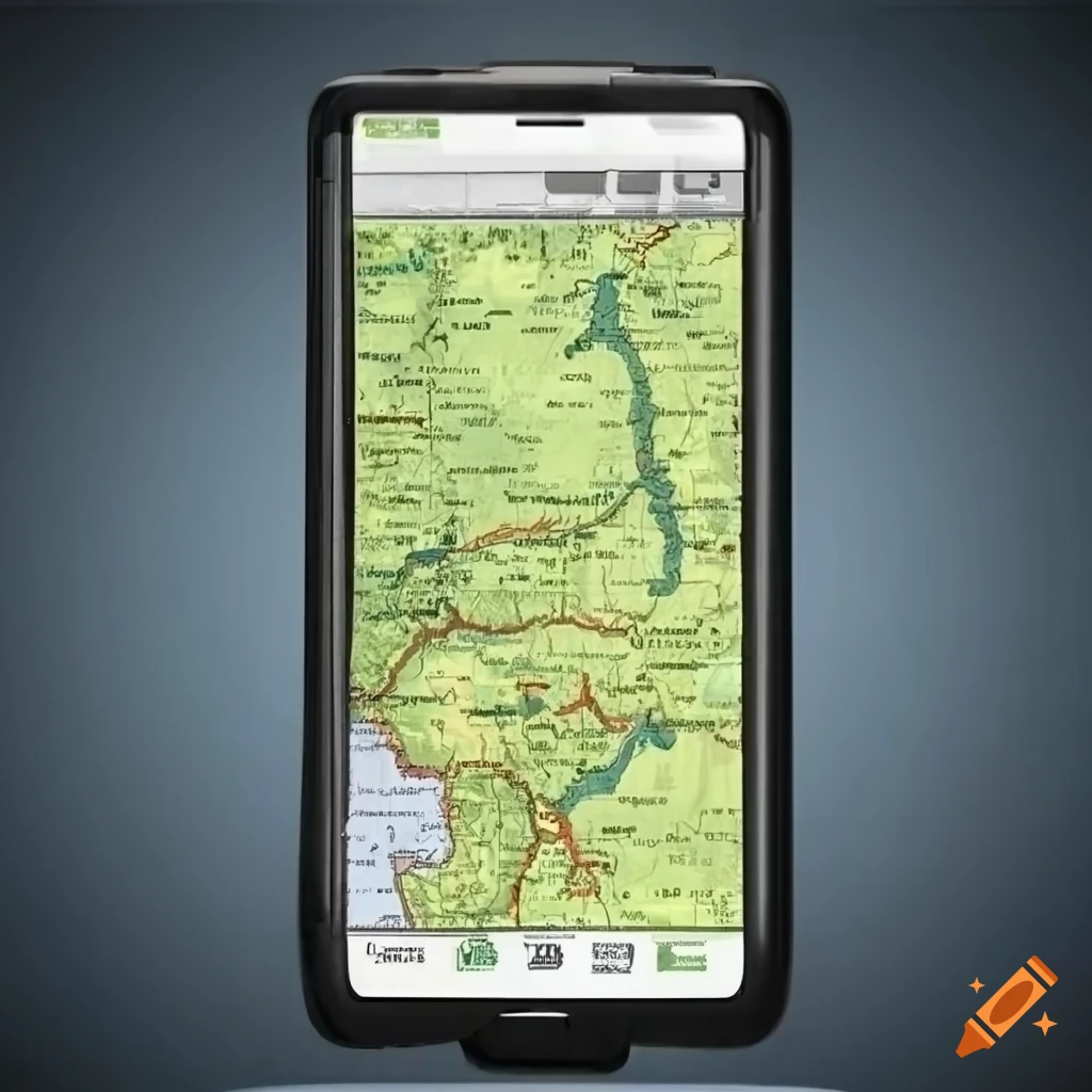 Gps map navigational waypoints trekking routes, bird view