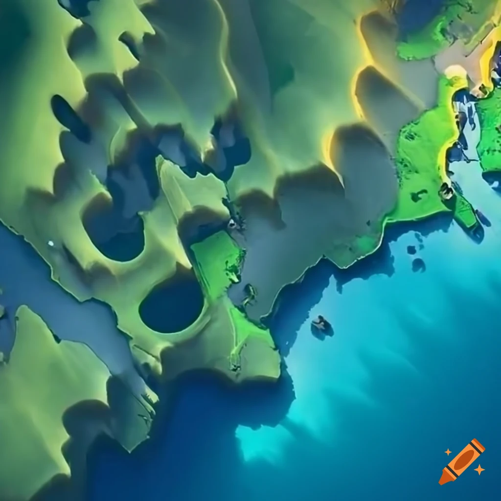 Gps map navigational waypoints trekking routes, aerial view