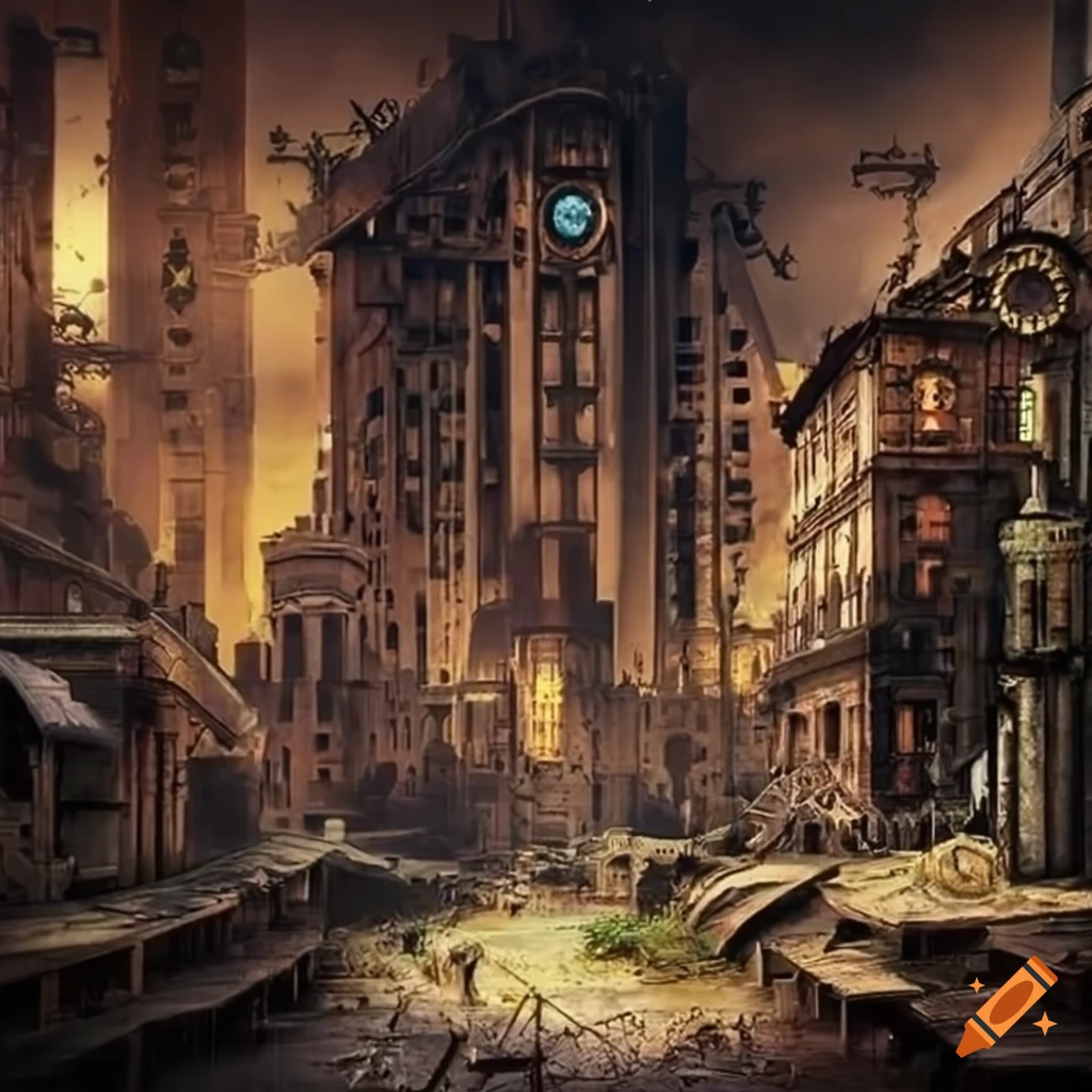 Abandoned steampunk city