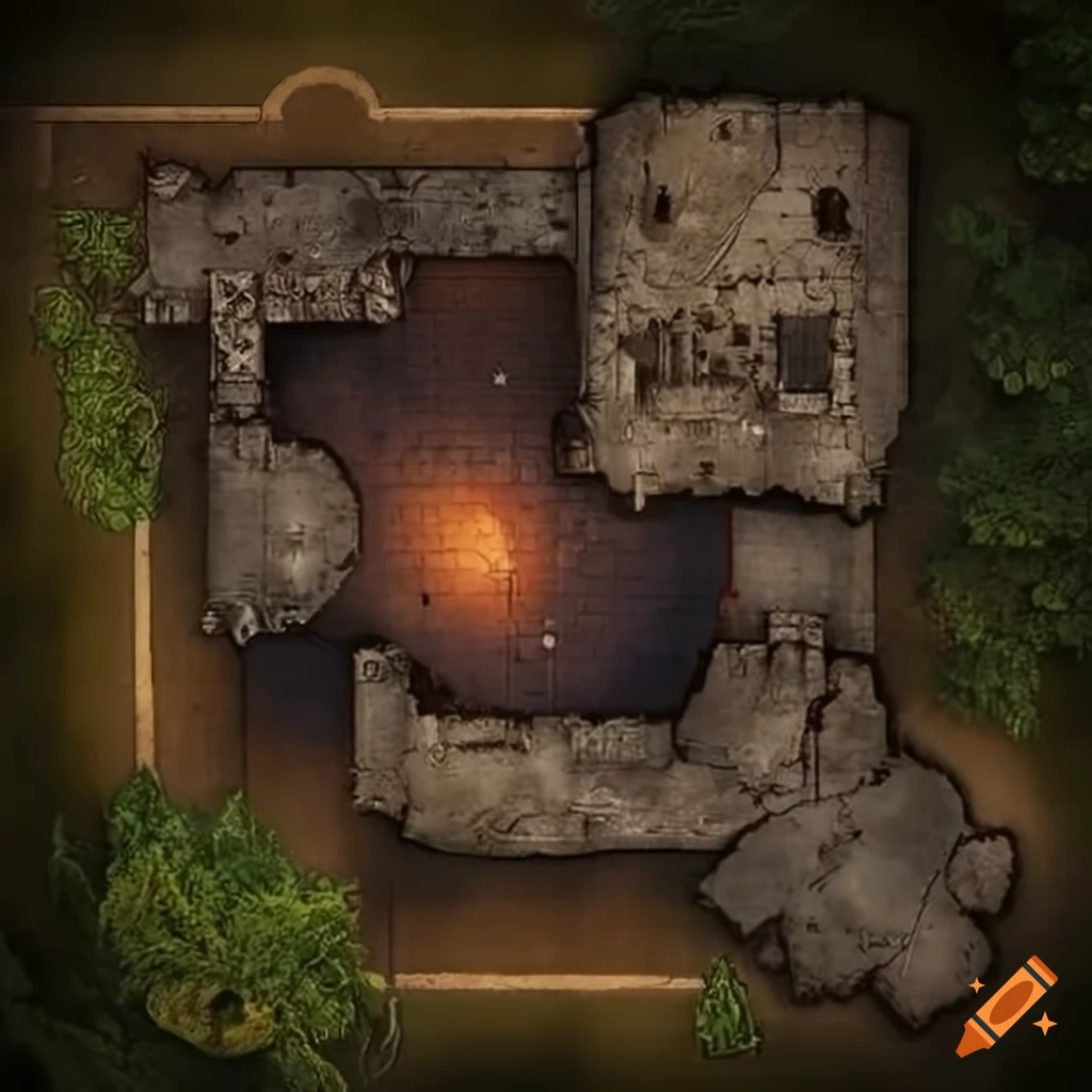 Dungeons and dragons battlemap top down view of an abandoned castle on ...
