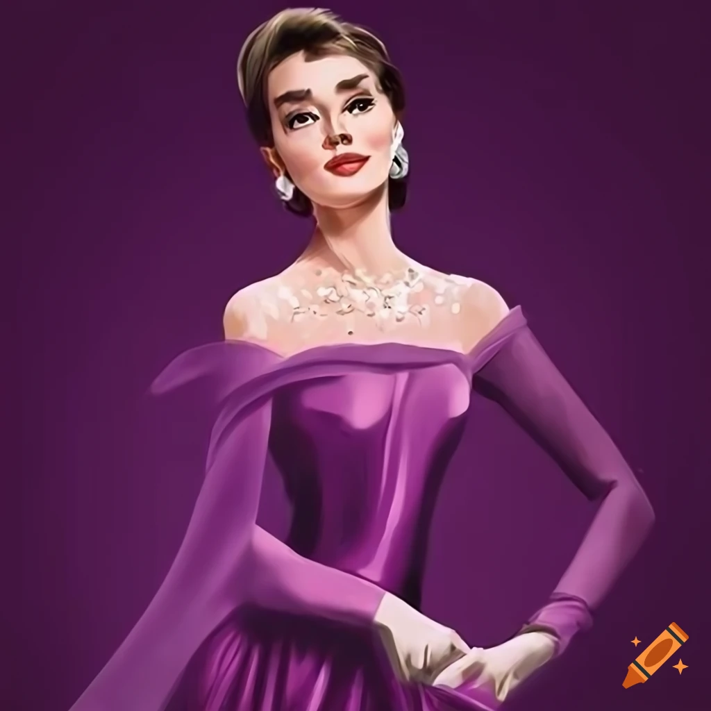 Audrey Hepburn As A Disney Princess Long Evening Gown Realistic