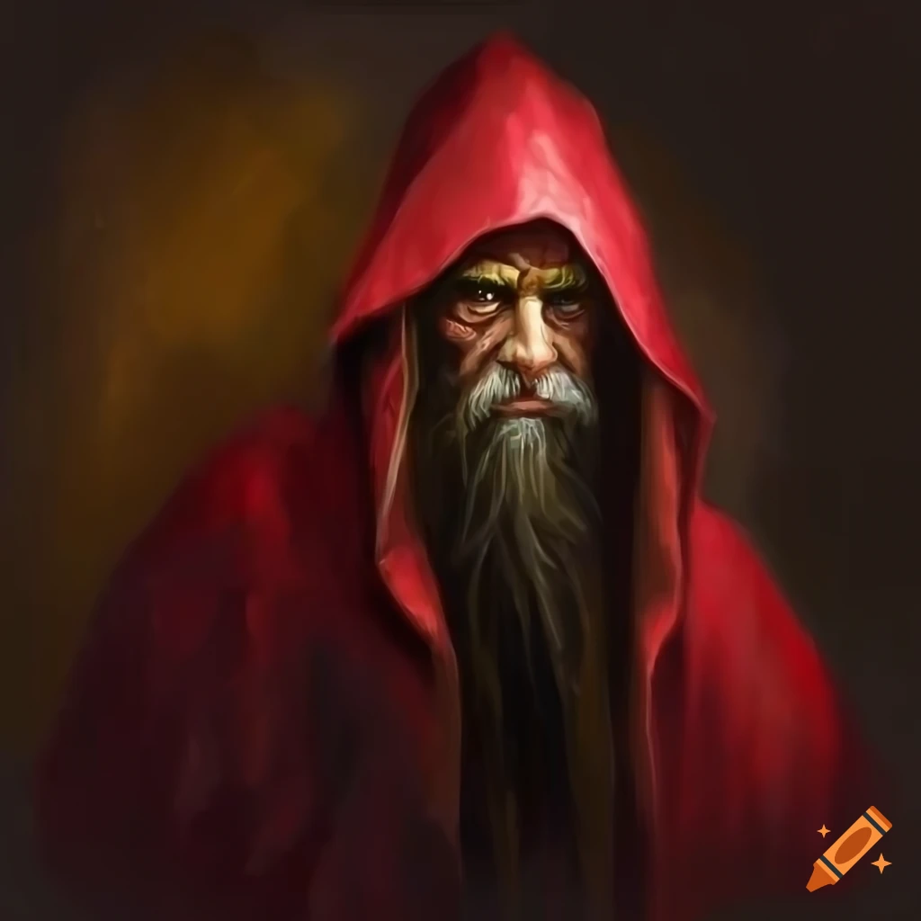 Realistic painting style of full length portrait of an old mage with a ...