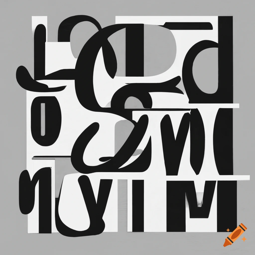 Modernist typeface many letters black and white on Craiyon