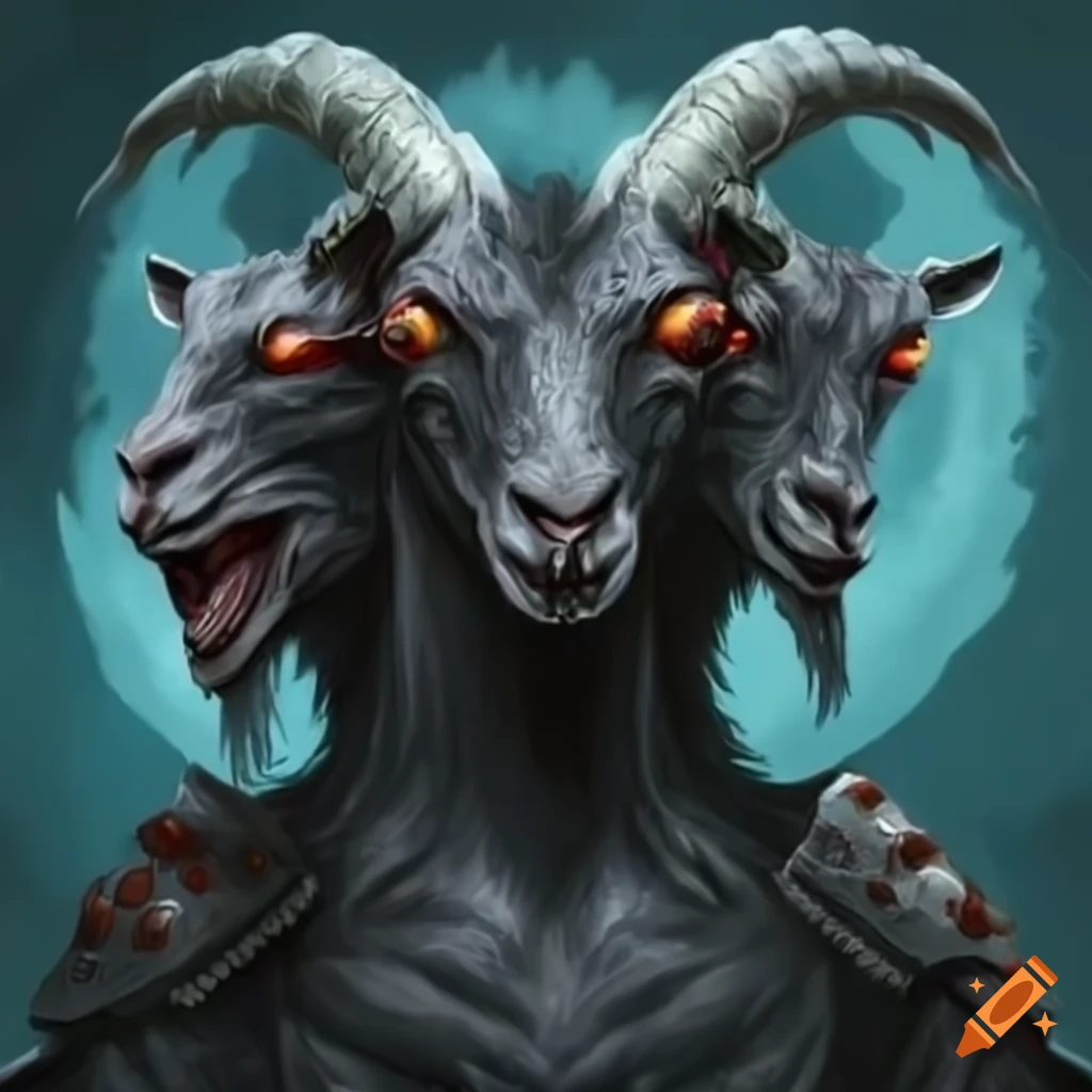 Dungeons and dragons, 3 headed black goat on Craiyon