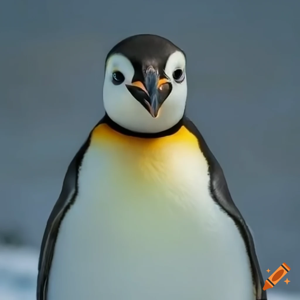 Penguin looking at you in a serious manner on Craiyon