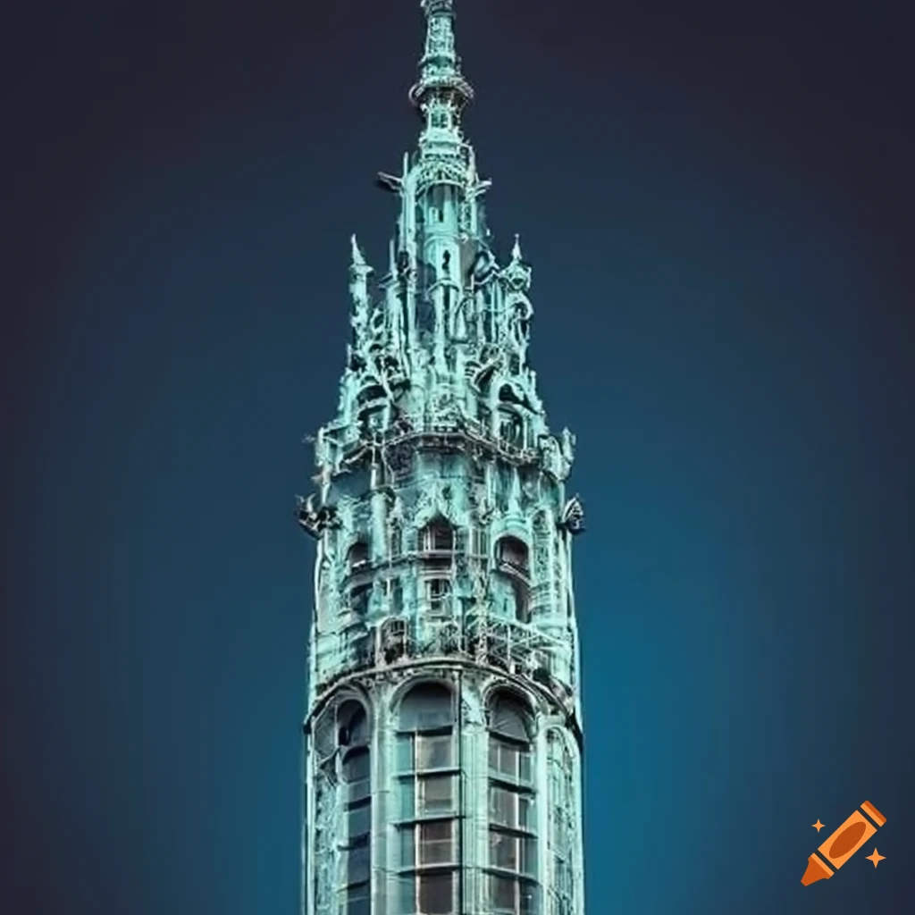 A majestic high-rise tower with futuristic Baroque architecture on Craiyon