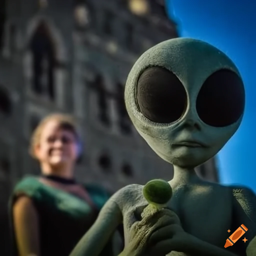 Space aliens on the lawn of georgetown university on Craiyon