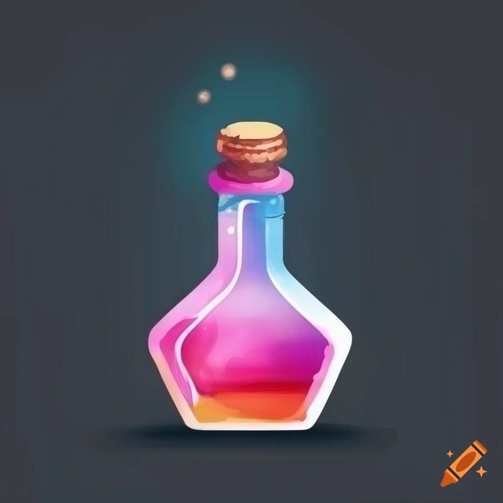 Minimalistic aquarel realistic magic potion bottle square vector clean ...