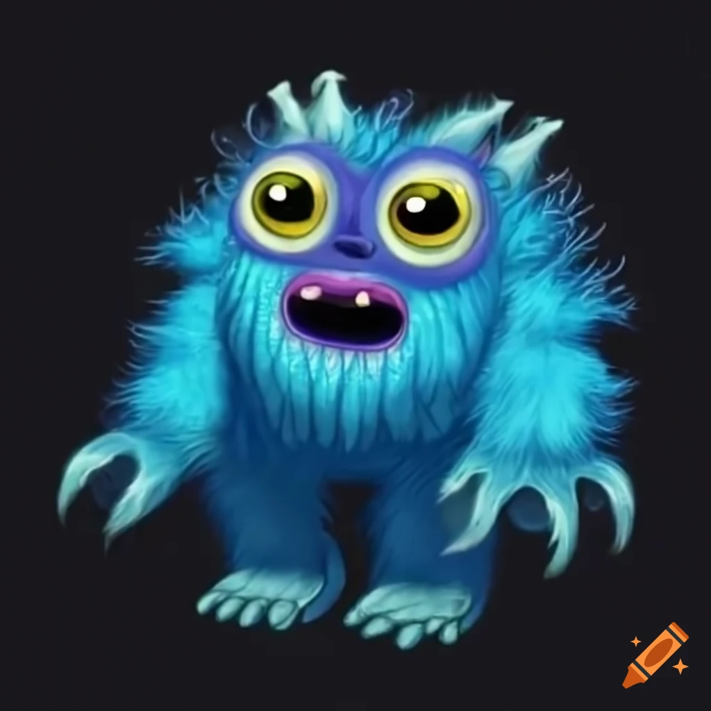 A blue monster with big eyes and fluffy fur my singing monsters
