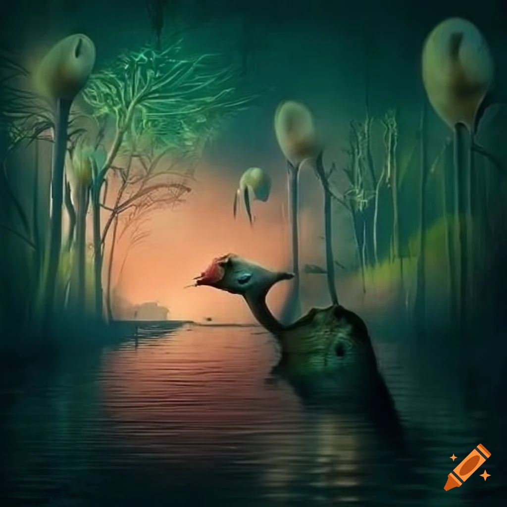 Marais brume castel surréaliste nénufars exotic and surreal floral ...