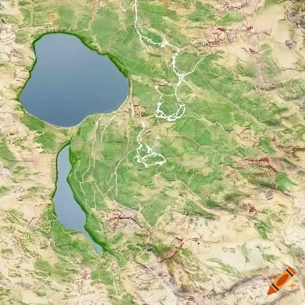 Gps map navigational waypoints trekking routes, aerial view