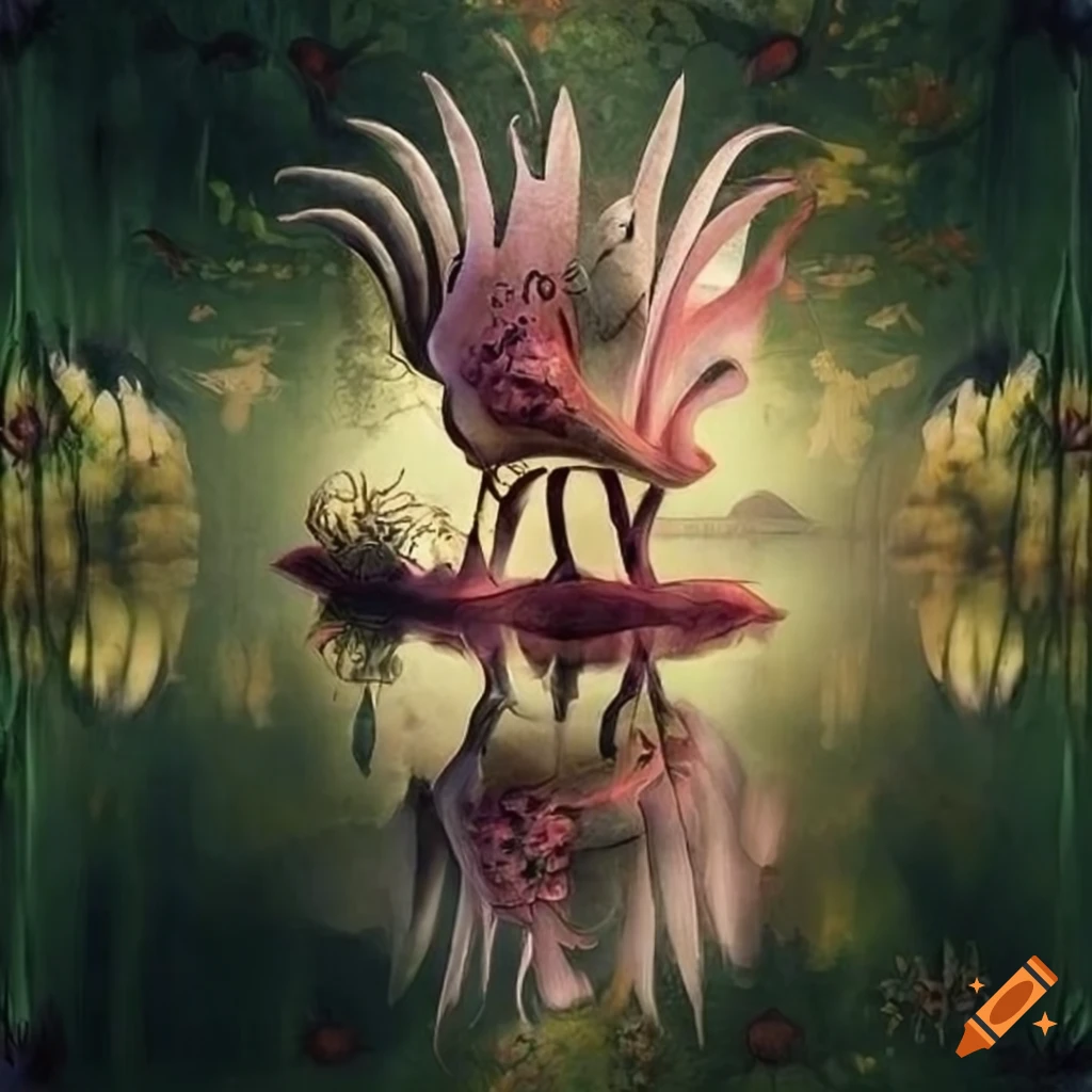 Marais surréaliste nénufars exotic and surreal floral garden habited by ...